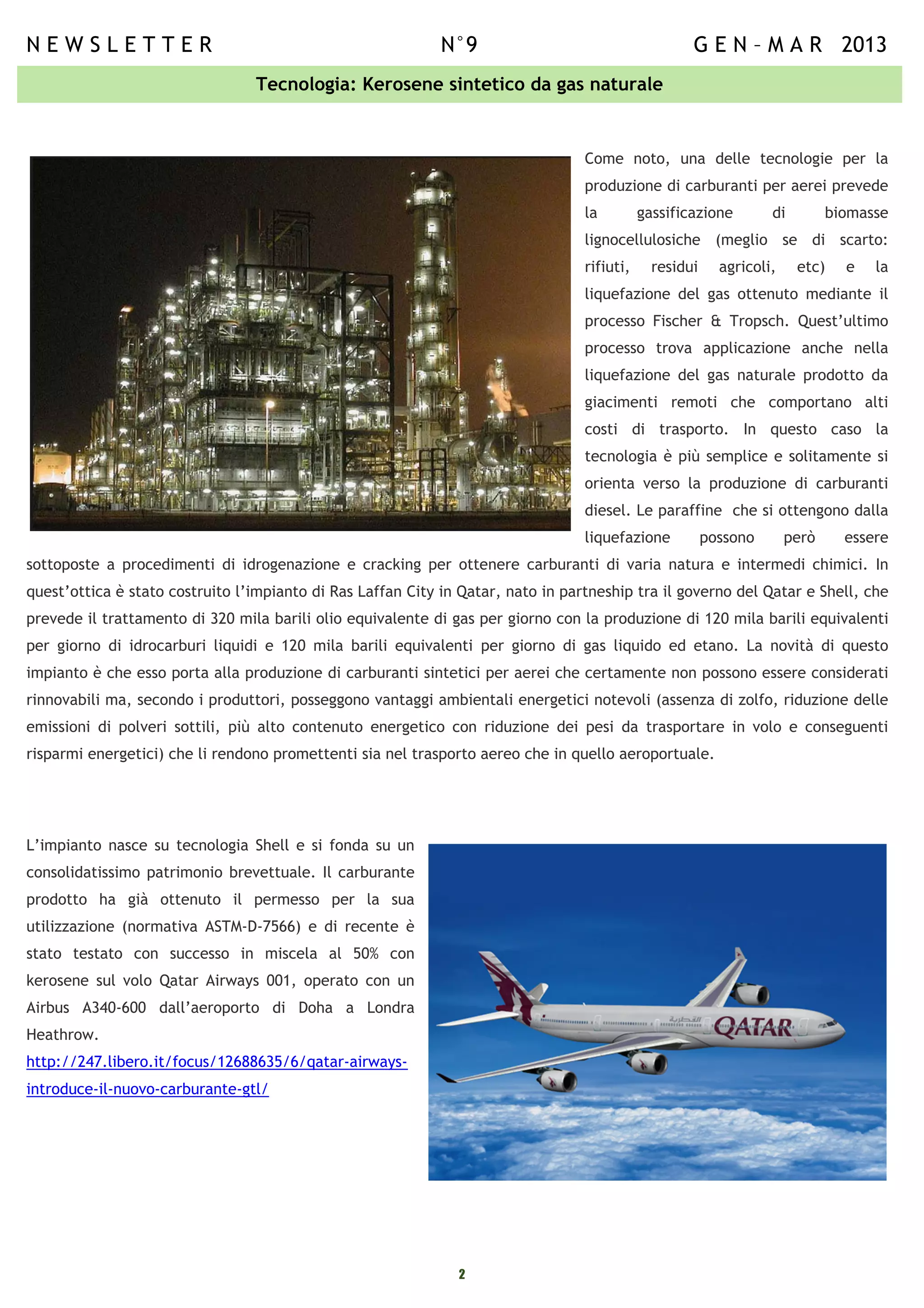 WEC Italia newsletter bio aviation insight n.9, gen-mar 2013 | PDF