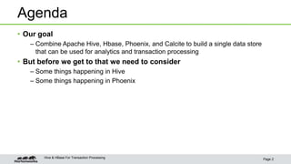Hive & HBase For Transaction Processing | PPTX