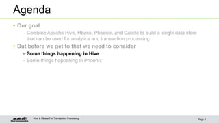 Hive & HBase For Transaction Processing | PPTX