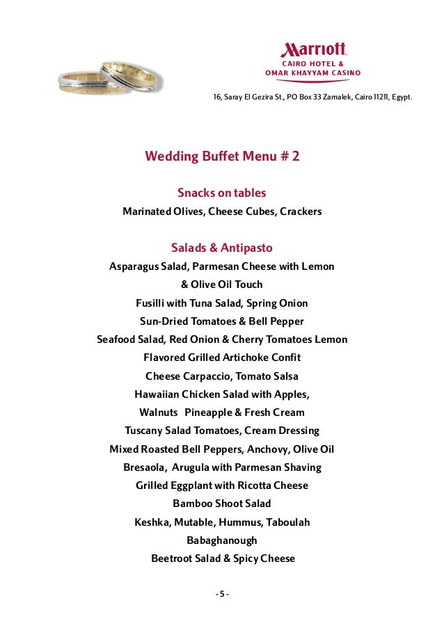 Menu Wedding Buffet Dinner