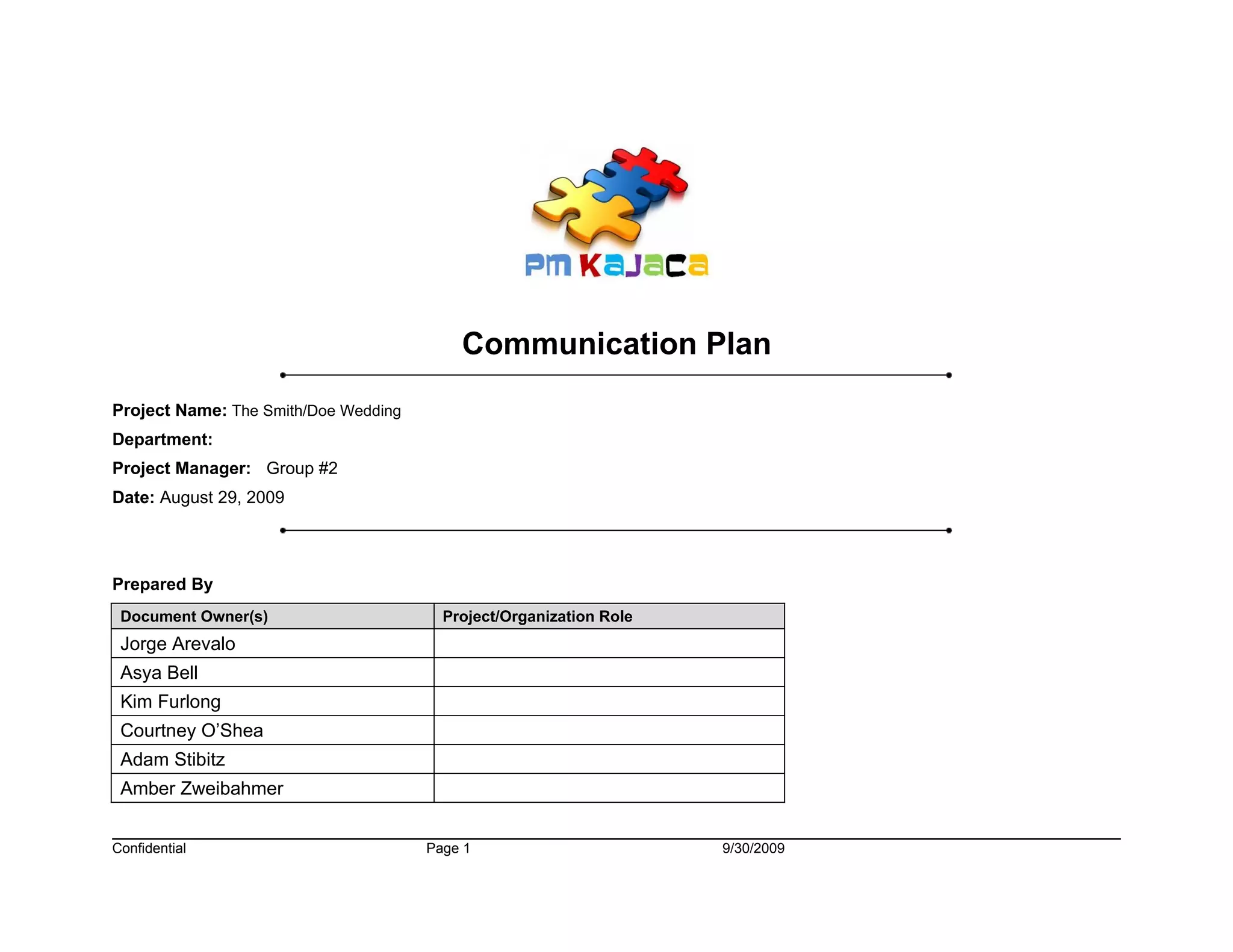 Wedding Communication Plan | DOC