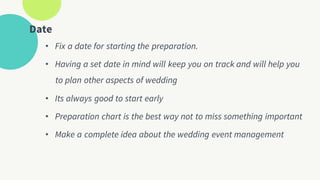 Wedding event management | PPT