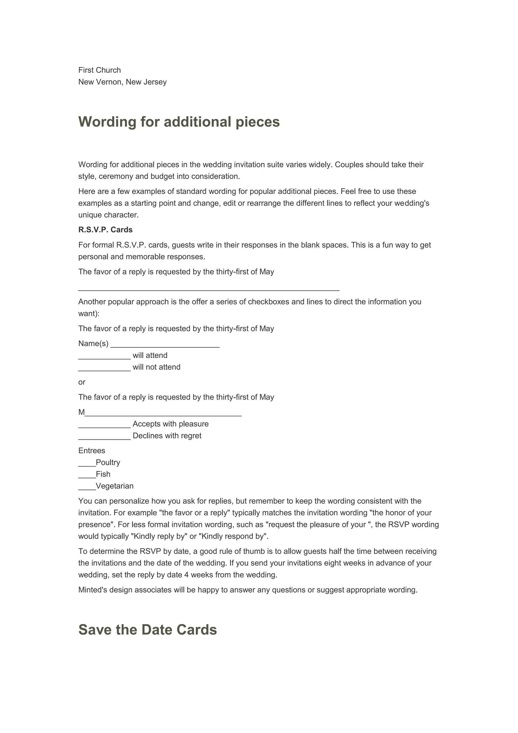 Wedding invitation wording | DOCX