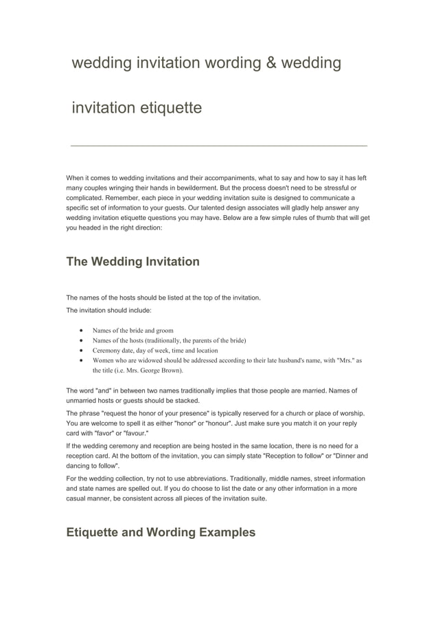 Wedding invitation wording | PDF