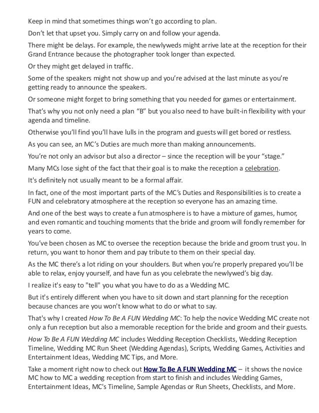 How To Be A Wedding MC