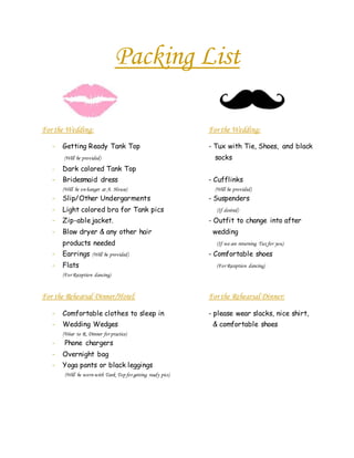 Wedding packing list | PDF