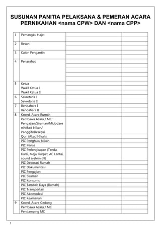 Wedding planner | DOCX
