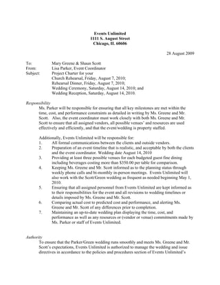 Wedding Project Charter | DOC