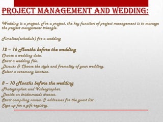 Wedding project management | PPTX