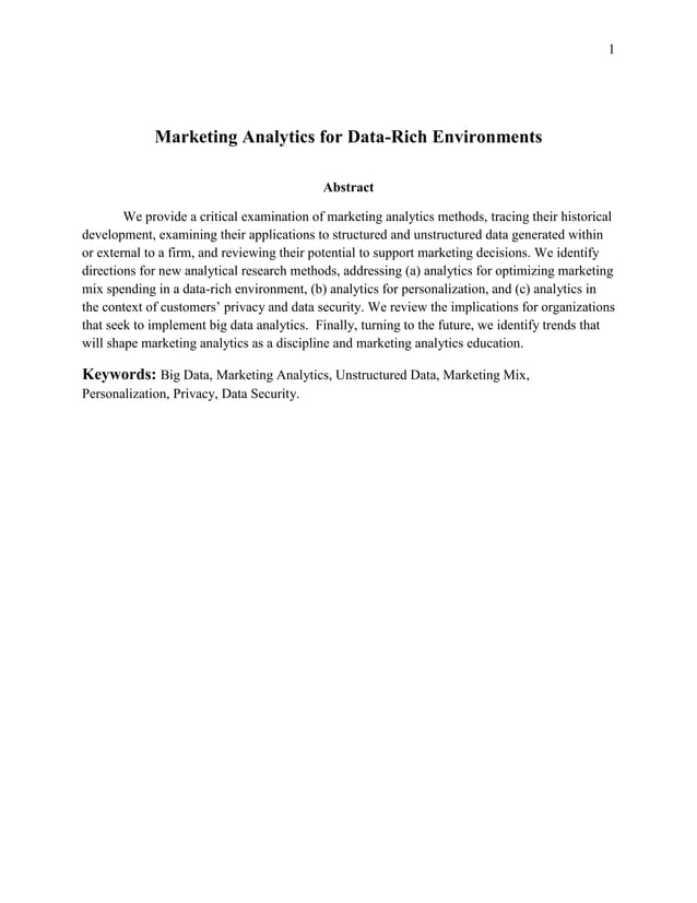 Marketing Analytics for Data-Rich Environments | PDF | Computing ...