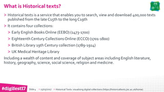Historical Texts: visualising digital collections | PPT