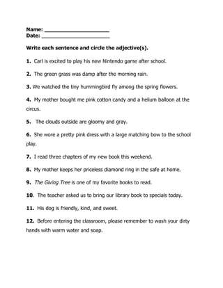 Adjectives Practice | PDF