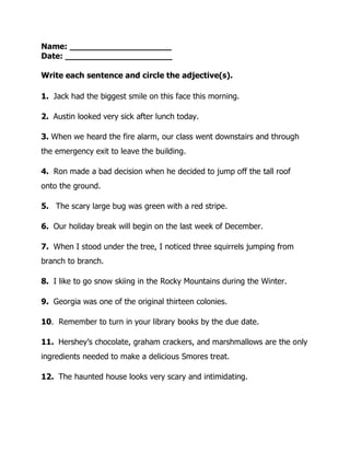 Adjectives Practice | PDF