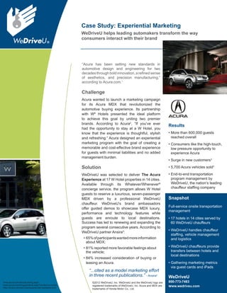 We Drive U Case Study Acura and W Hotel | PDF