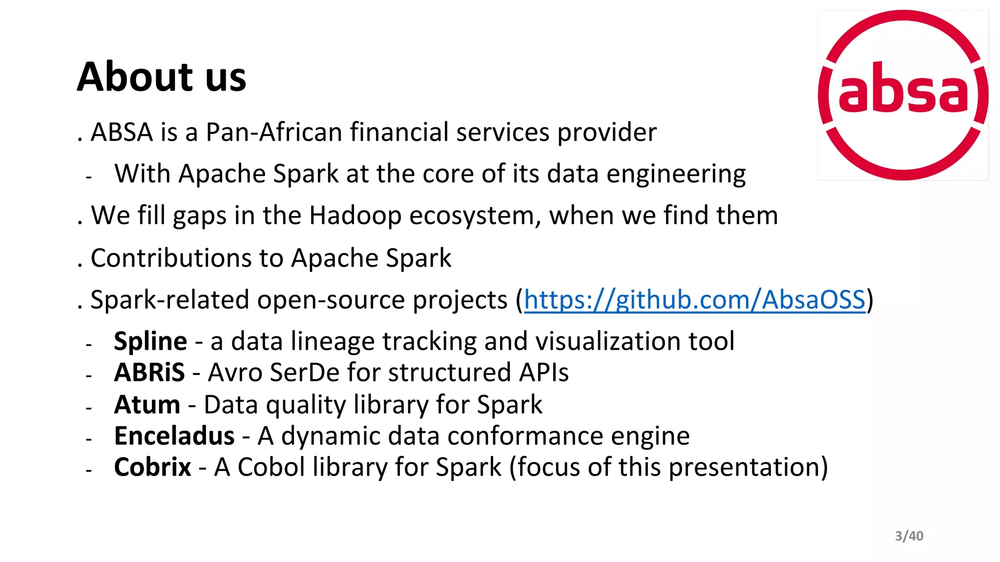 Cobrix – a COBOL Data Source for Spark | PDF