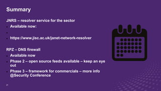 Building RPZ into the Janet Network resolver service | PPTX