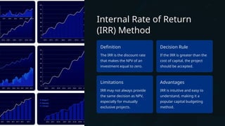 Capital Budegting and Investment Appraisal Methods | PPT