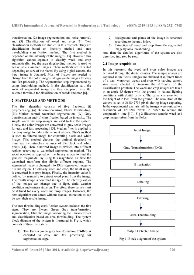 Weed And Crop Segmentation And Classification Using Area Thresholding Pdf