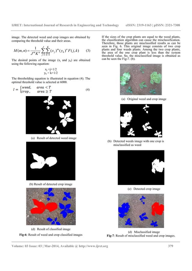 Weed And Crop Segmentation And Classification Using Area Thresholding Pdf