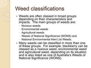 Weed classification for Primary Industries | PPT