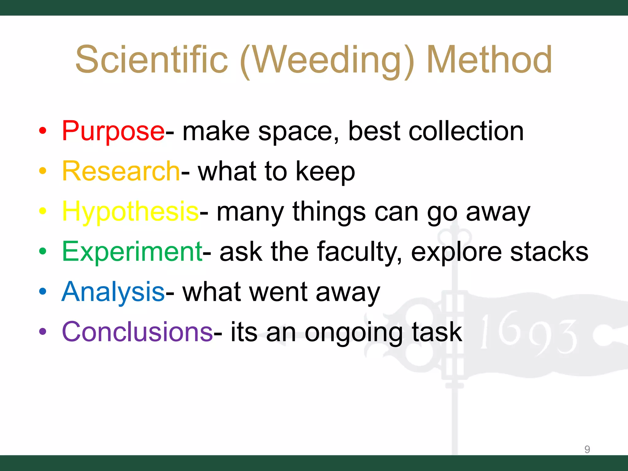 Weeding Across the Disciplines | PPT