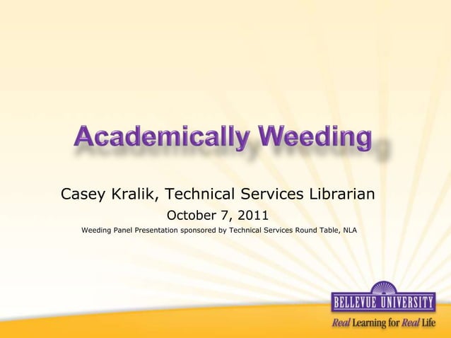 Weeding Collections: A Four Library Perspective | PPTX | Books and ...