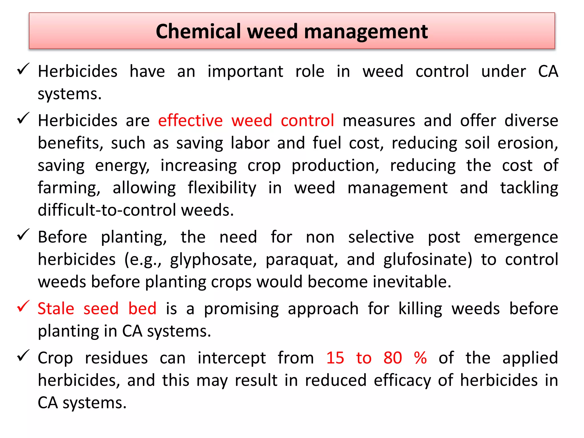 Weed management in conservation agricultural systems | PPTX