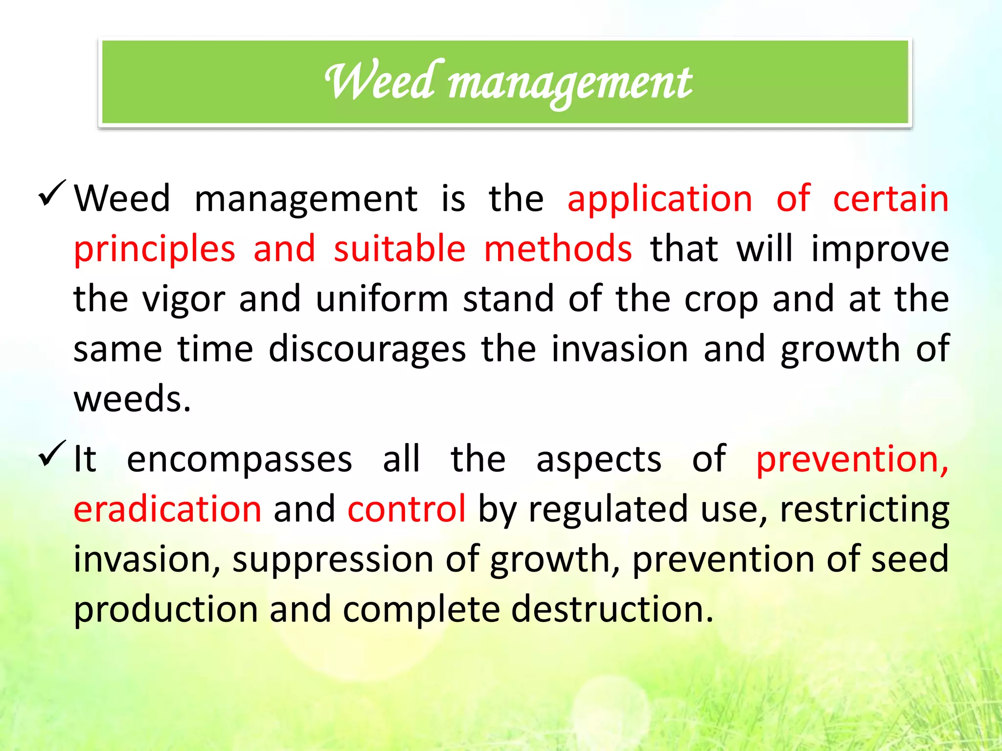 Weed management in conservation agricultural systems | PPTX