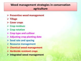 Weed management in conservation agricultural systems | PPTX