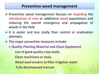 Weed management in conservation agricultural systems | PPTX