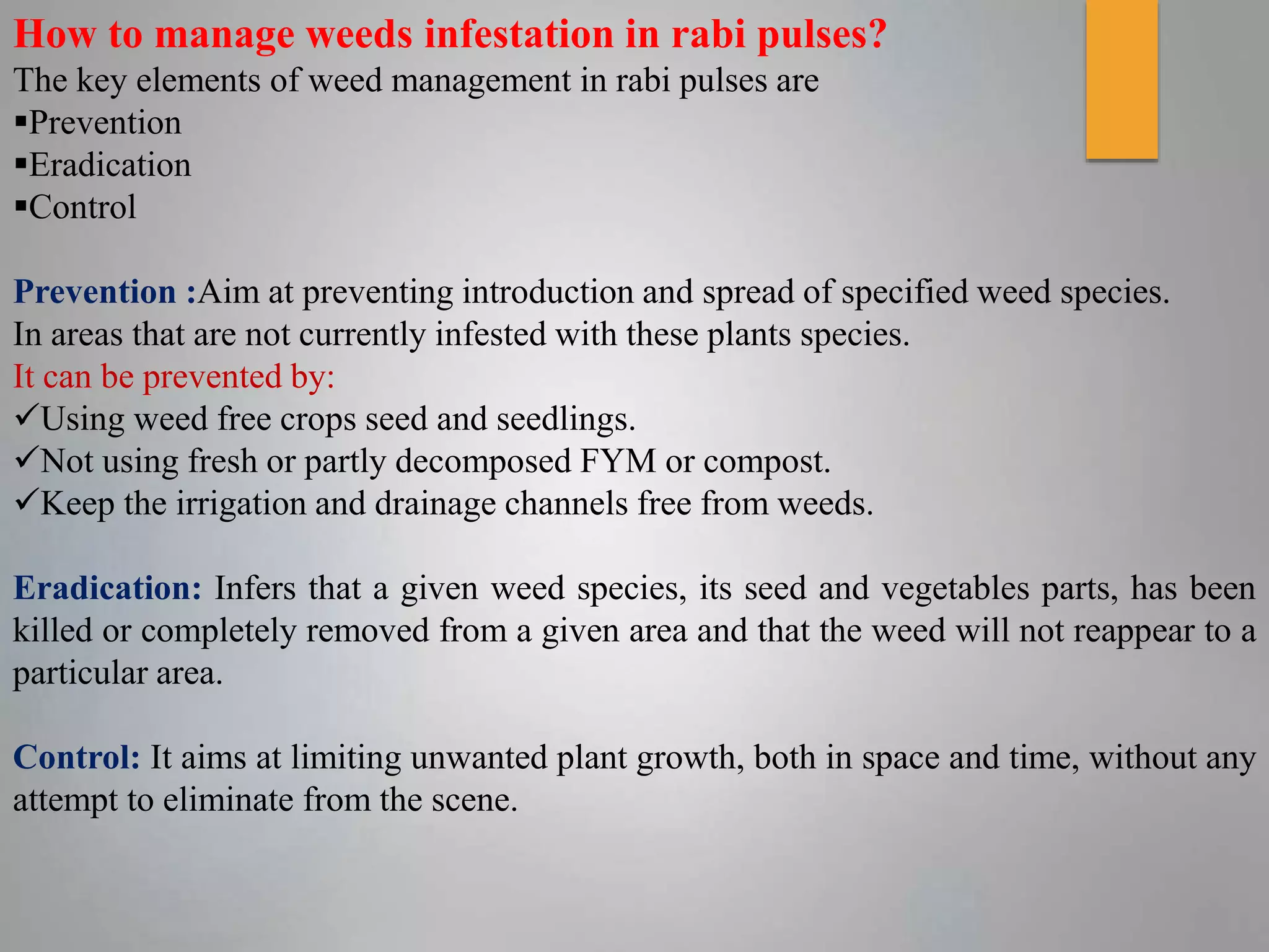 Weed management in rabi pulses | PPT