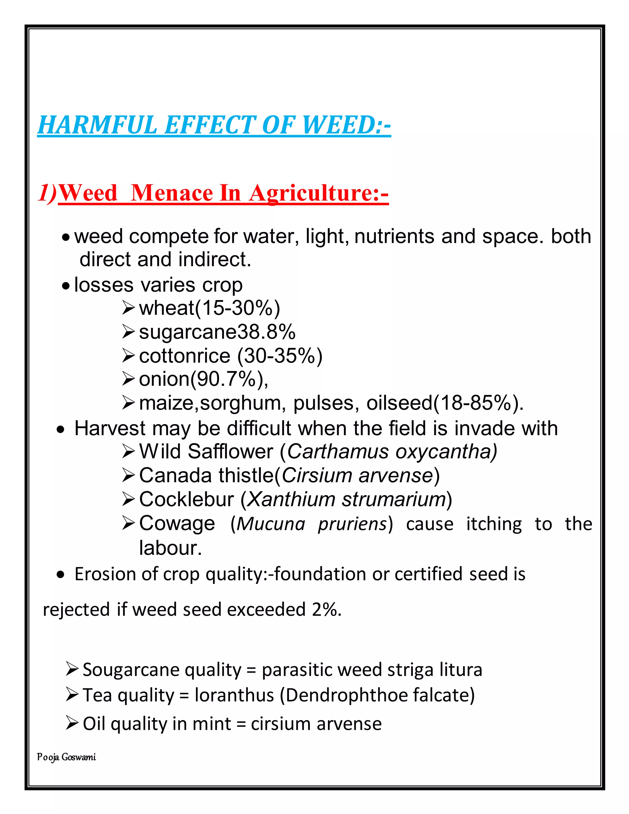 Weed menace in agriculture | DOC