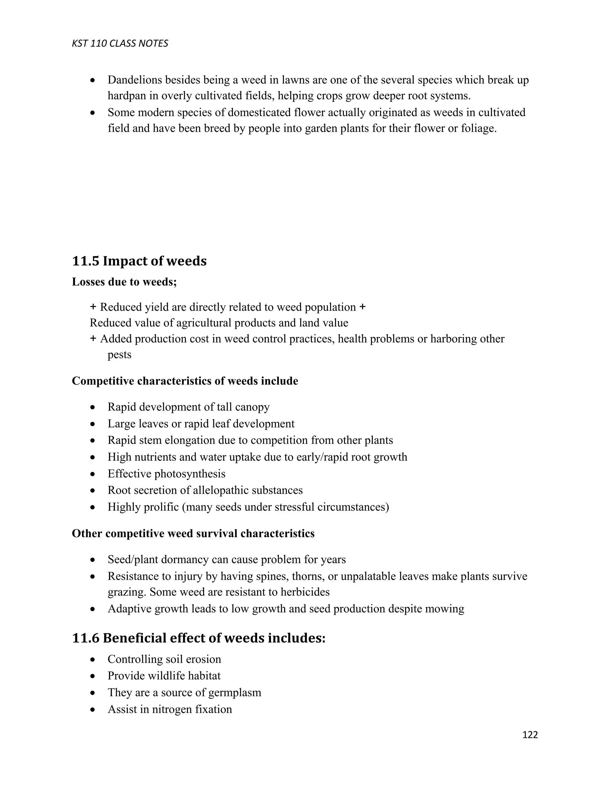 Weeds and weed management notes for crop protection | PDF