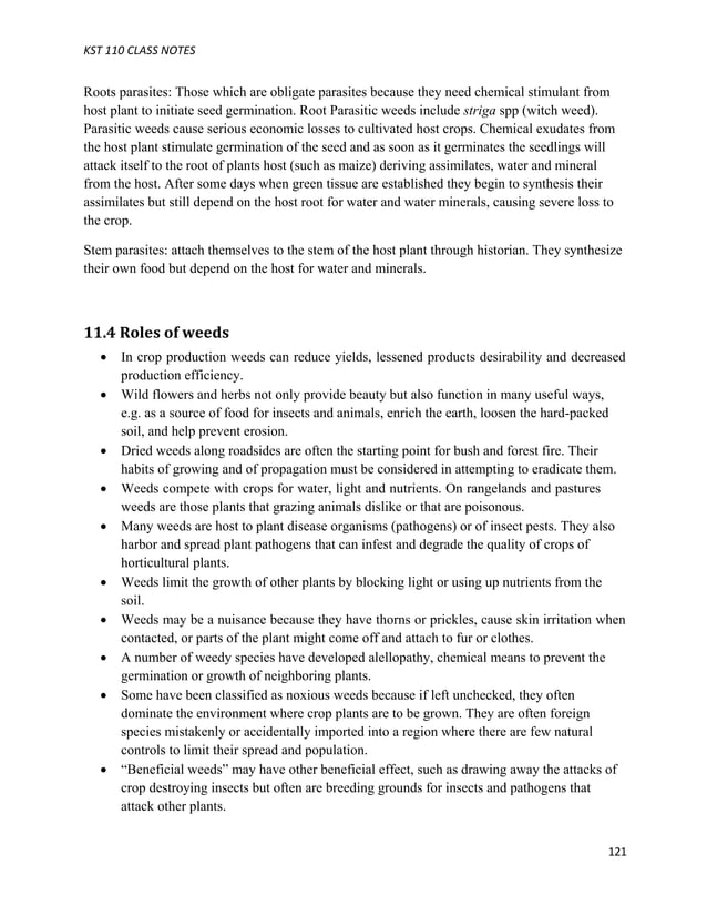 Weeds and weed management notes for crop protection | PDF