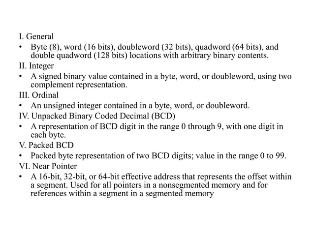 Intel x86 and ARM Data types | PPTX | Programming Languages | Computing