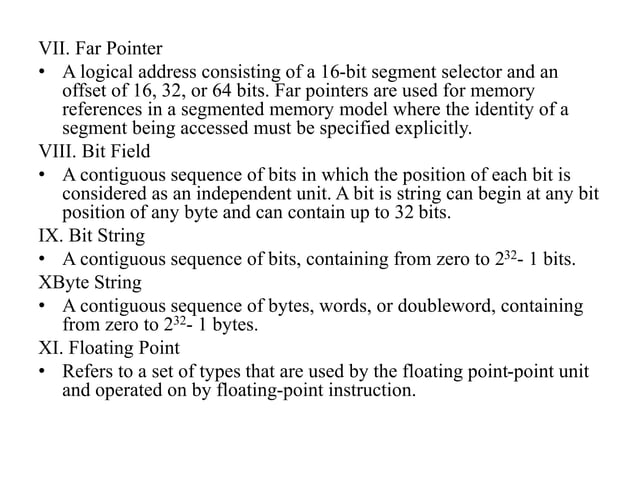 Intel x86 and ARM Data types | PPTX | Programming Languages | Computing