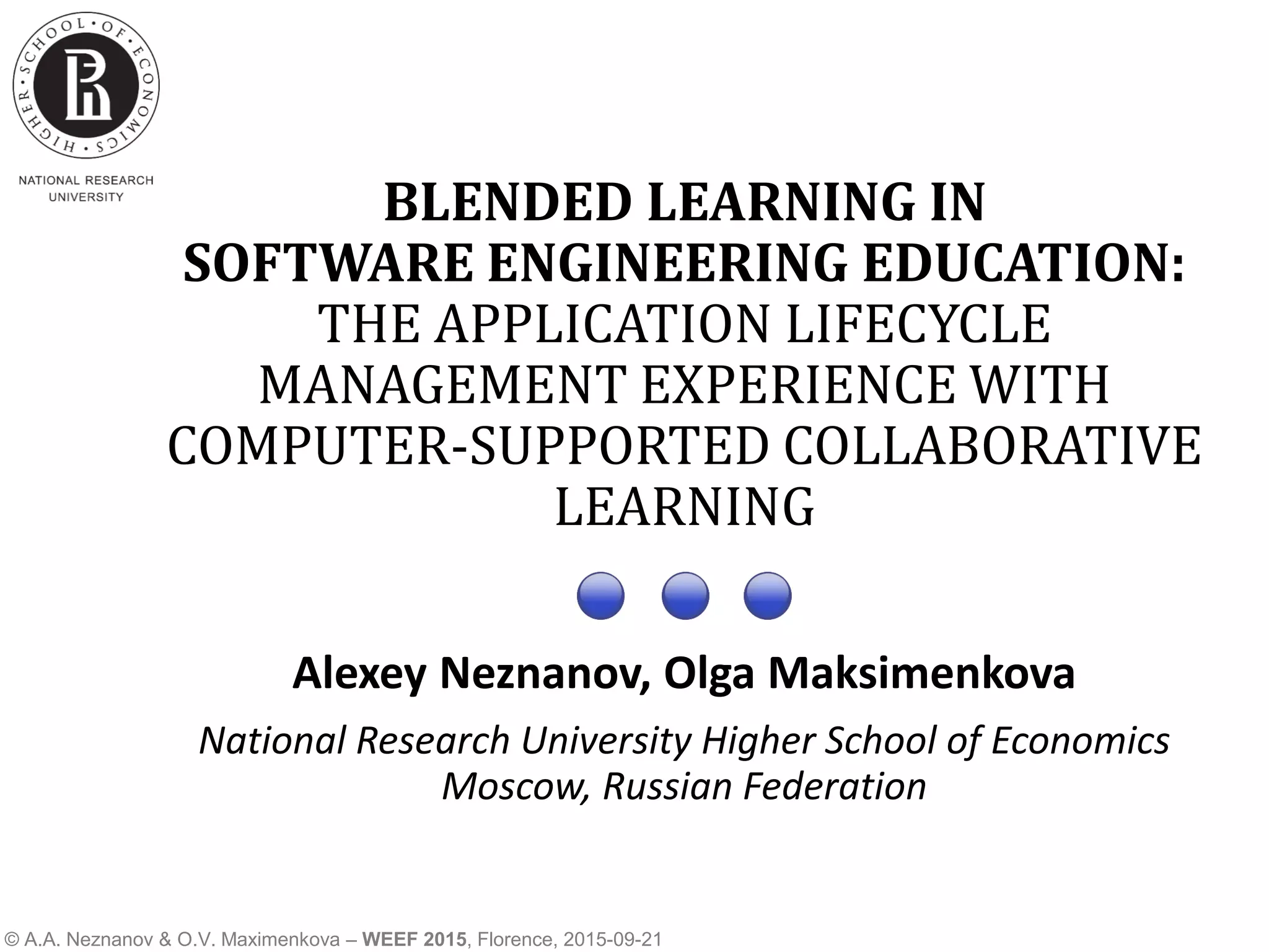 Blended learning in Software Engineering Education: the Application ...