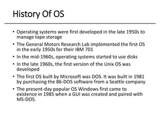 lecture 1 (Introduction to Operating System.) | PDF