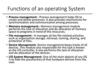 lecture 1 (Introduction to Operating System.) | PDF