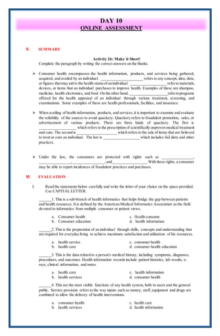 Health10: Consumer Health First Quarter Blended Module | PDF