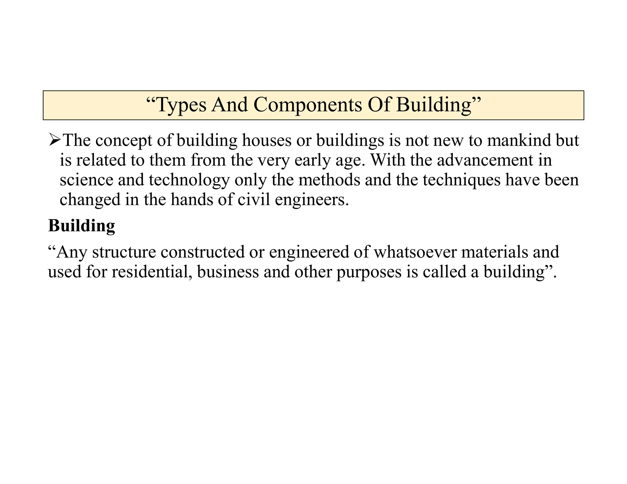 Types and Components of Buildings | PDF | Civil Engineering Industry ...