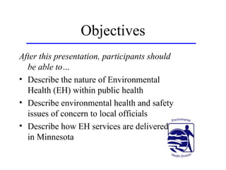 Week 1 Assignment-Environmental Health Overview | PPT