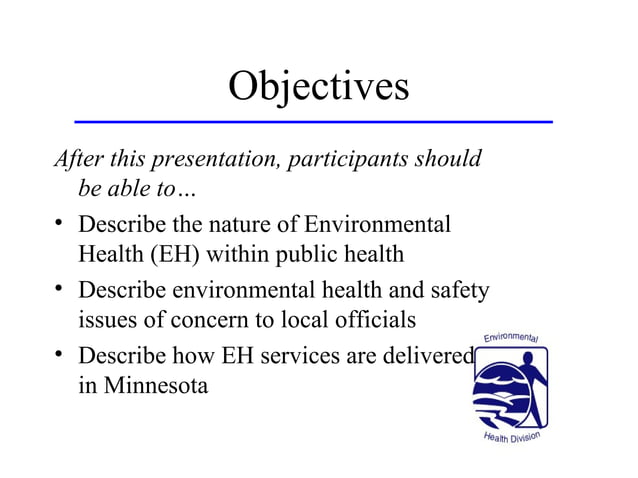 Week 1 Assignment-Environmental Health Overview | PPT