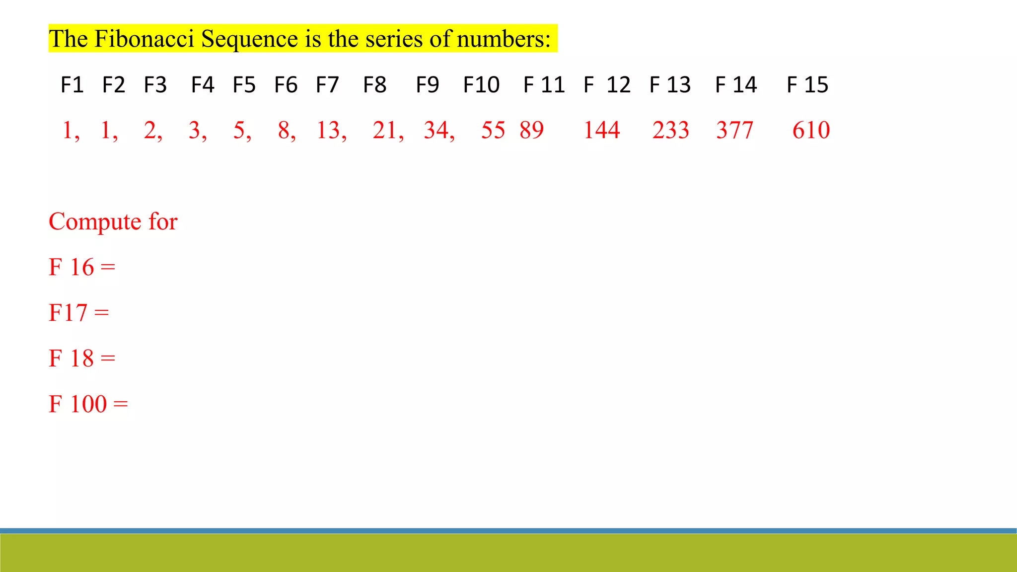 Fibonacci Sequence Ppt