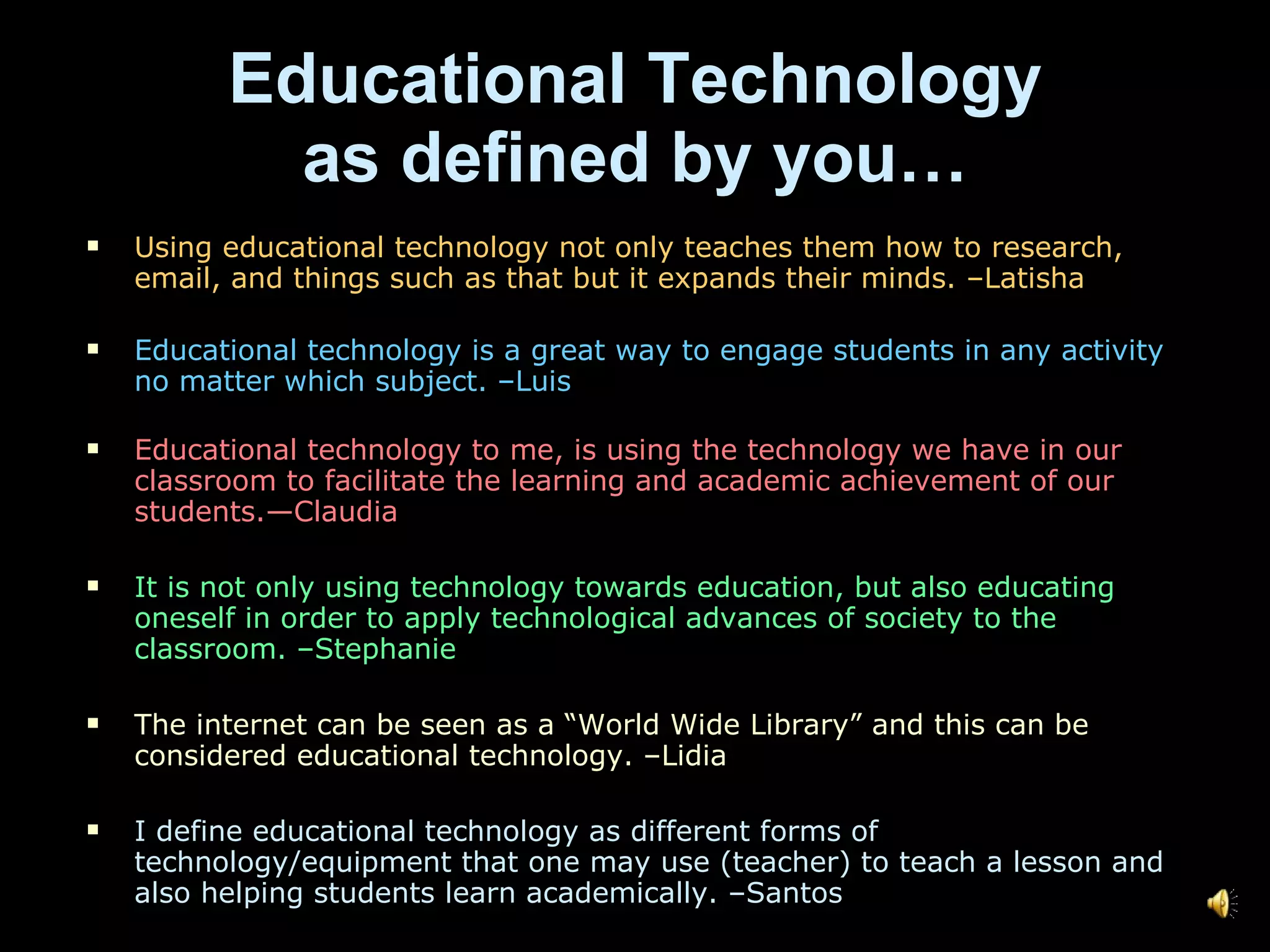 Week 1 Lecture Intro To Ed Tech | PPT