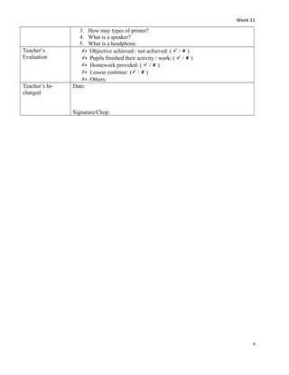 Week 11-output devices | DOC | Computer Peripherals | Computing