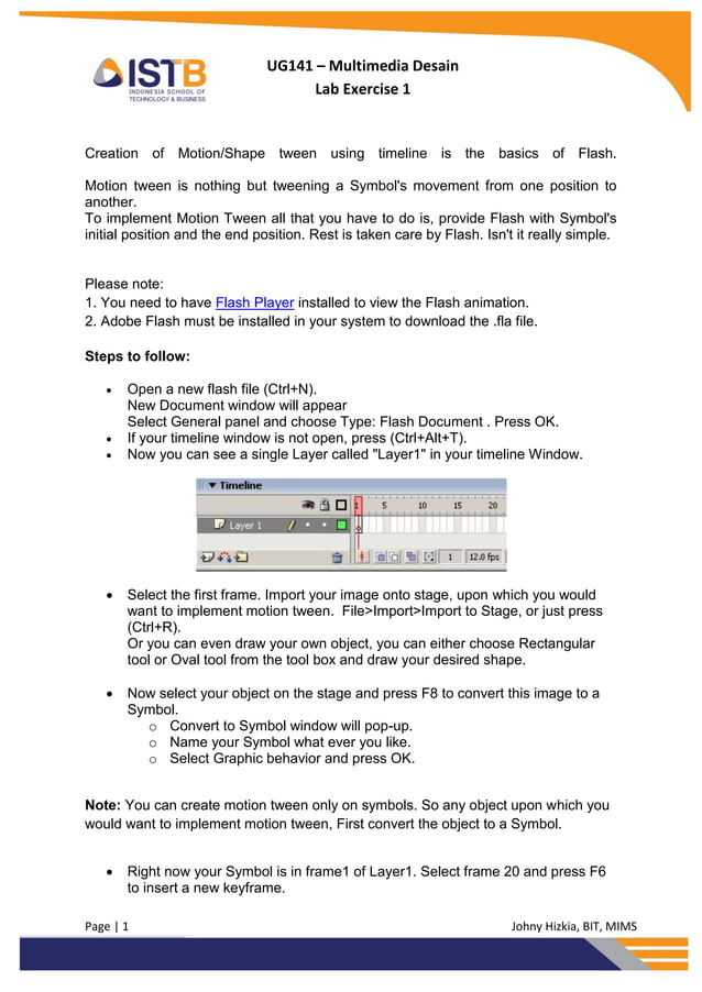 Lab 1 - Week 2 | PDF | Computer Animation | Computer Software and ...