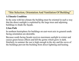 Site Selection, Orientation and Ventilation Of Building | PDF