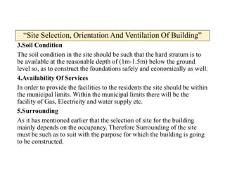 Site Selection, Orientation and Ventilation Of Building | PDF