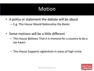 Week 2 Into to Debating the British Parliamentary Style | PPTX